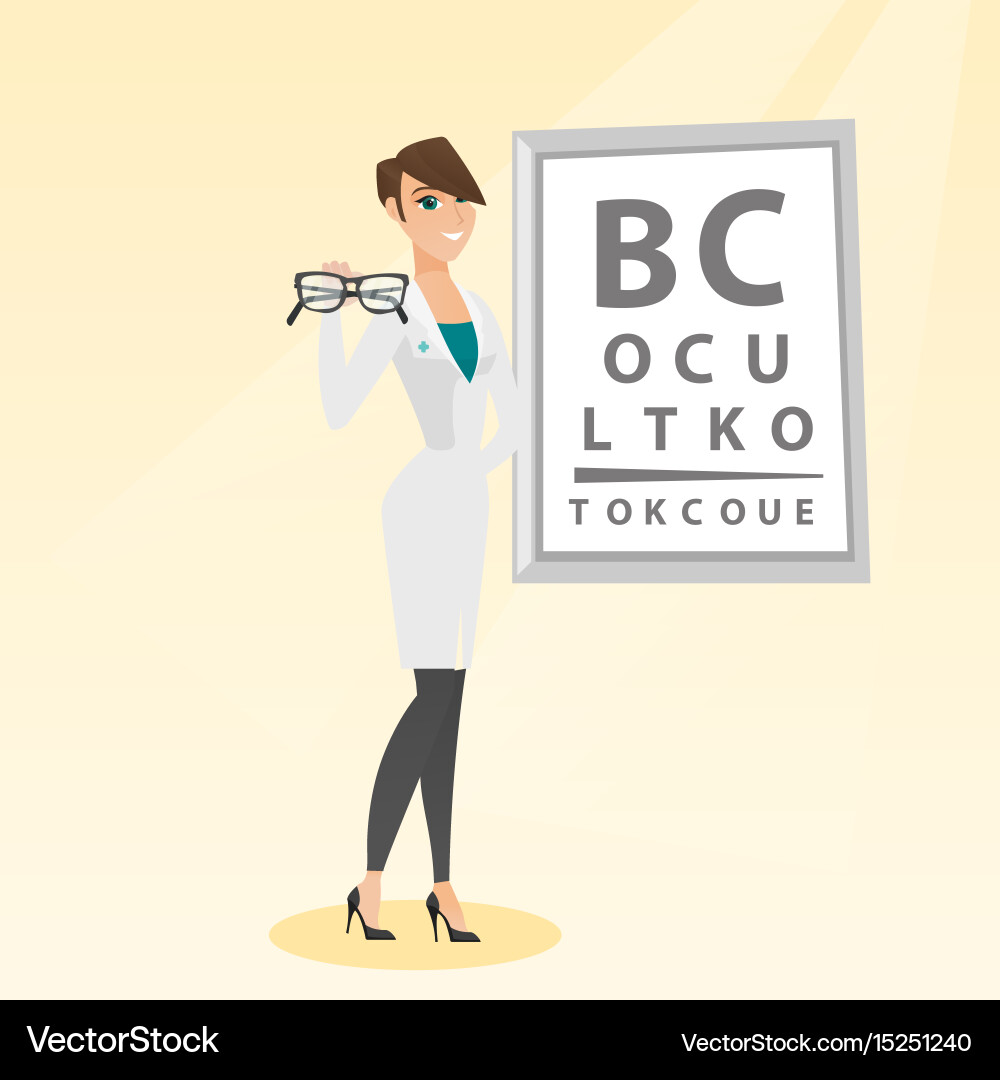 Professional ophthalmologist holding eyeglasses Vector Image