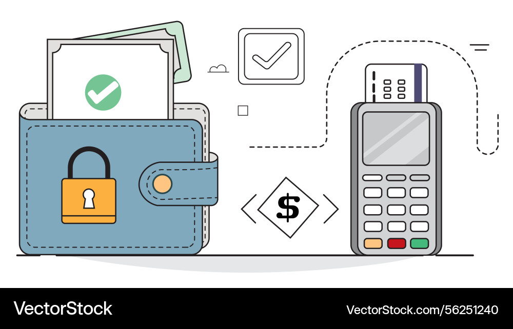 Secure wallet and pos terminal for online payment Vector Image