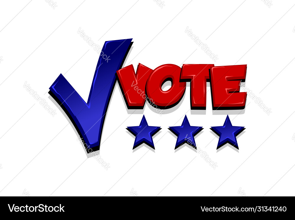Vote positive checkmark election icon text pop art