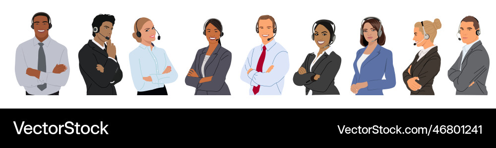 Diverse Call Center Team Royalty Free Vector Image