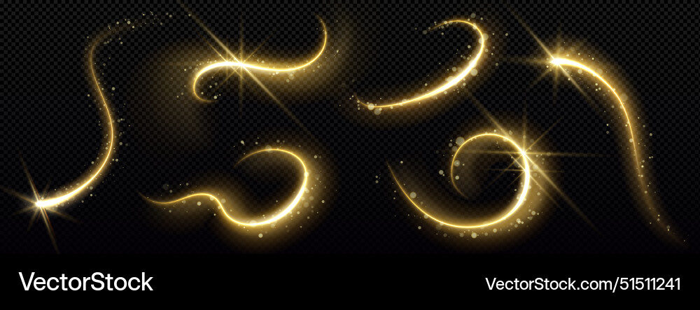 Gold magic star trail with glitter and light dust Vector Image