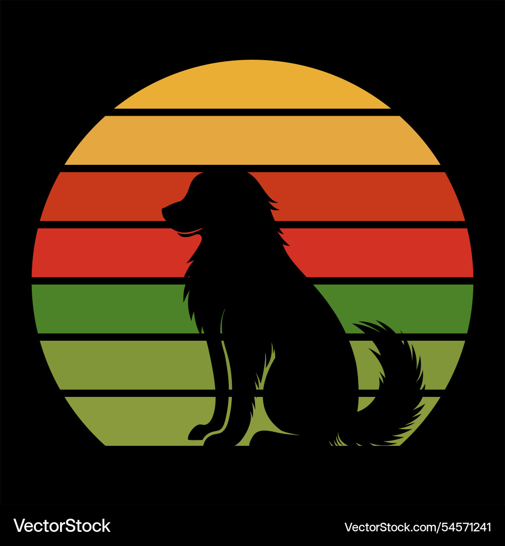 Great pyrenees retro sunset Royalty Free Vector Image