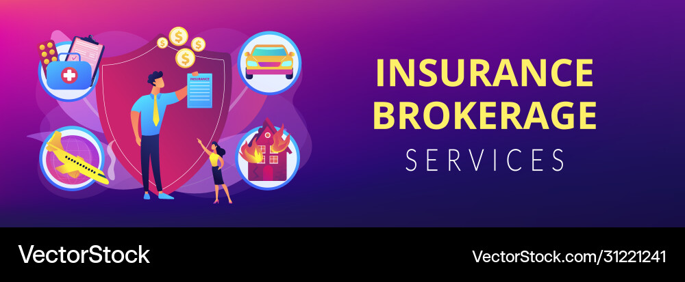Insurance broker concept banner header Royalty Free Vector