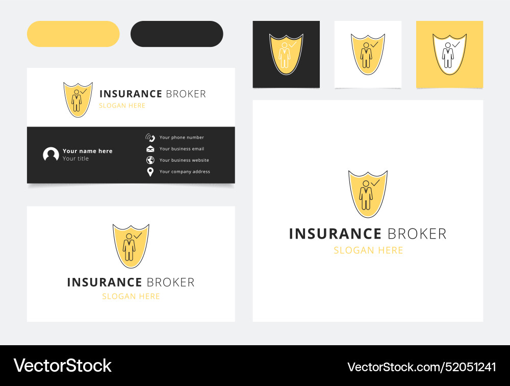 Insurance broker logo featuring businessman Vector Image