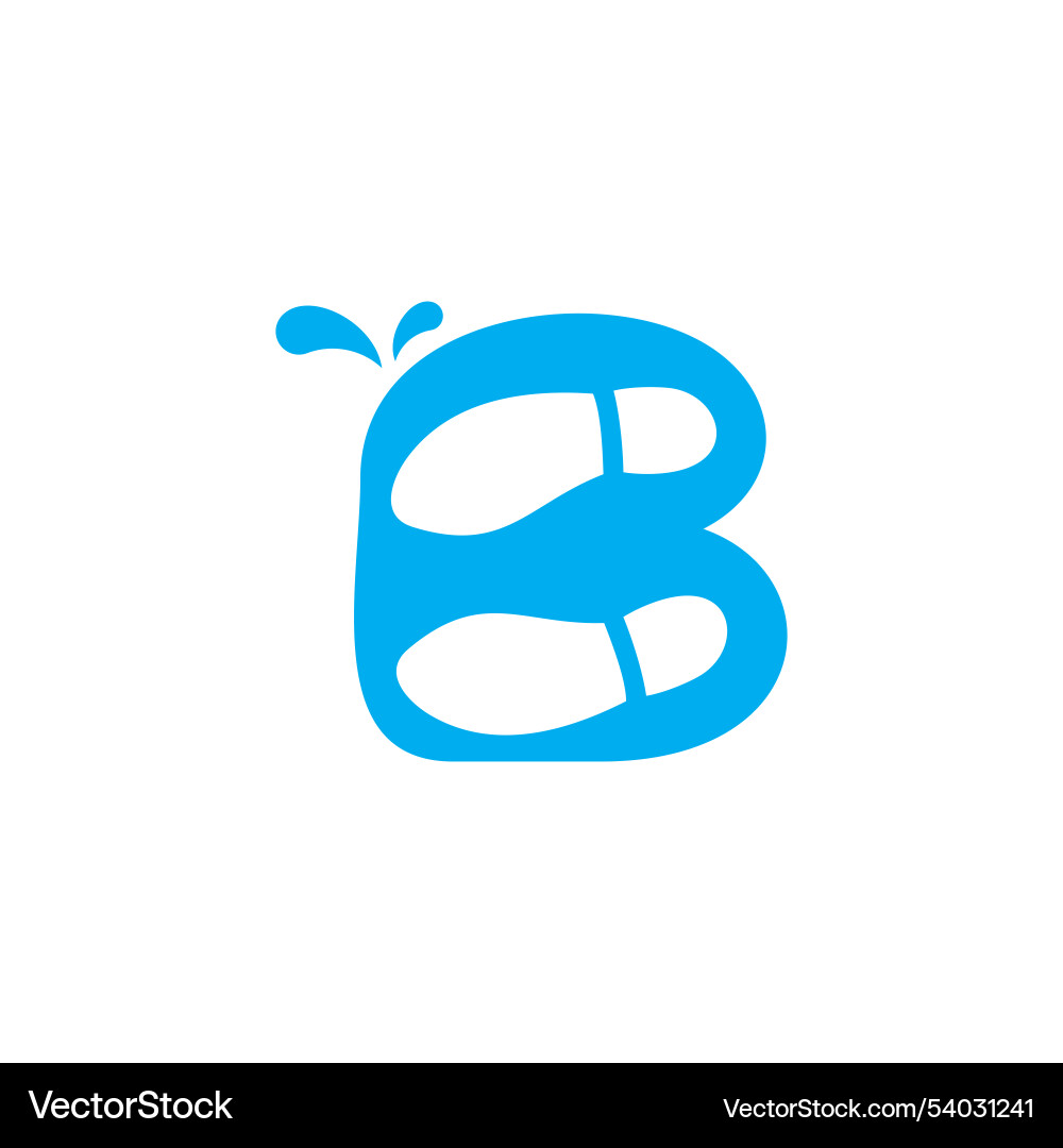 Letter b water splash shoes symbol logo Royalty Free Vector