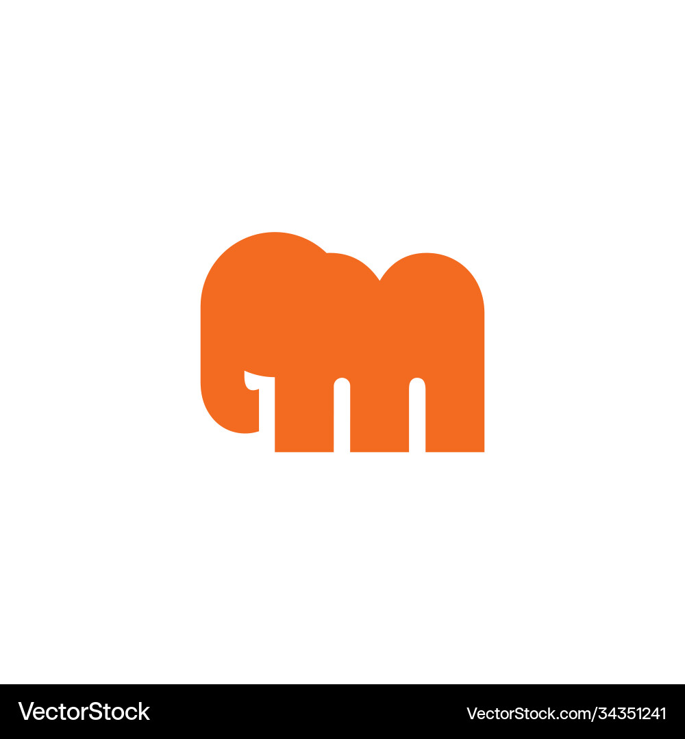 Letter m cute elephant design logo Royalty Free Vector Image