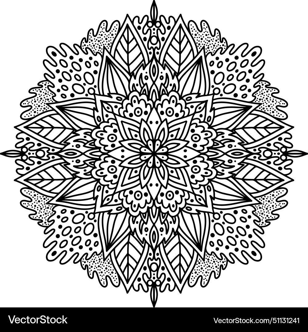 Mandala doodle coloring page boho meditative Vector Image