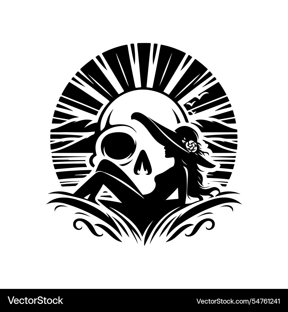 Trendy skull beach silhouette - perfect Royalty Free Vector