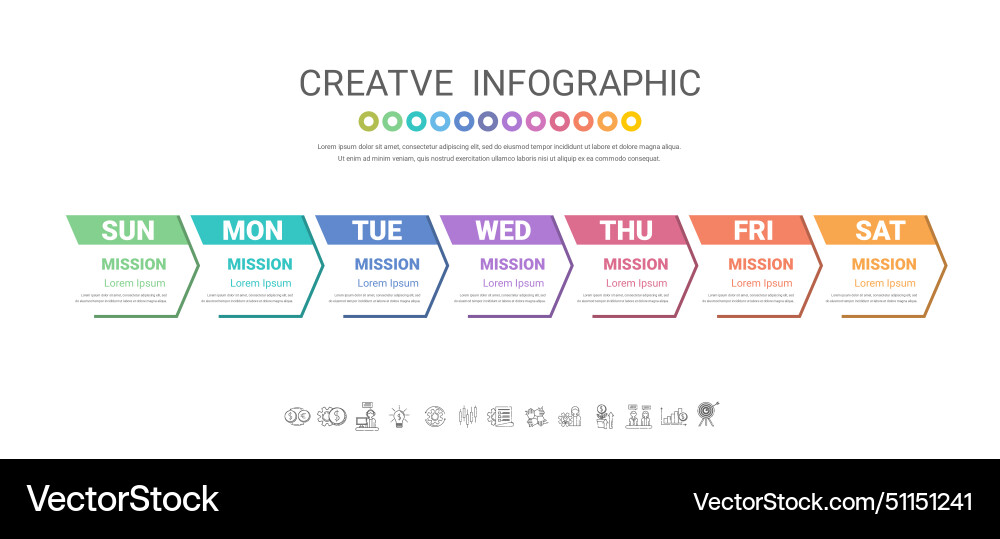 Weekly planner timeline business for 7 day Vector Image