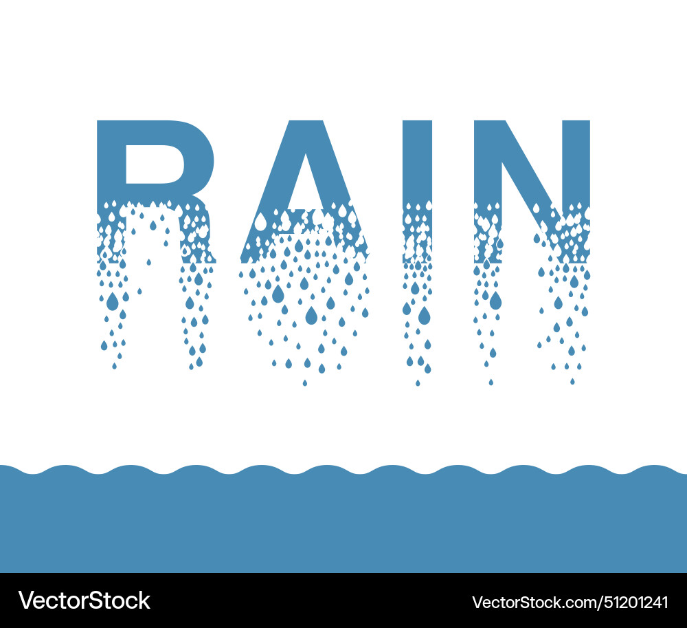 Word rain dissolves into droplets drops Royalty Free Vector