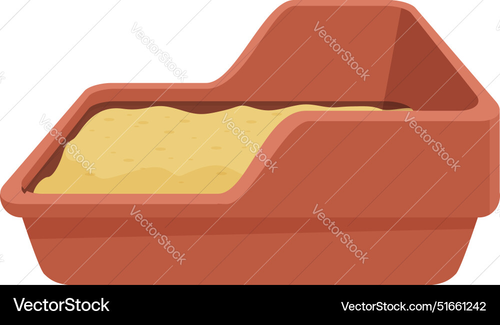 Empty red litter box for cat toilet training Vector Image