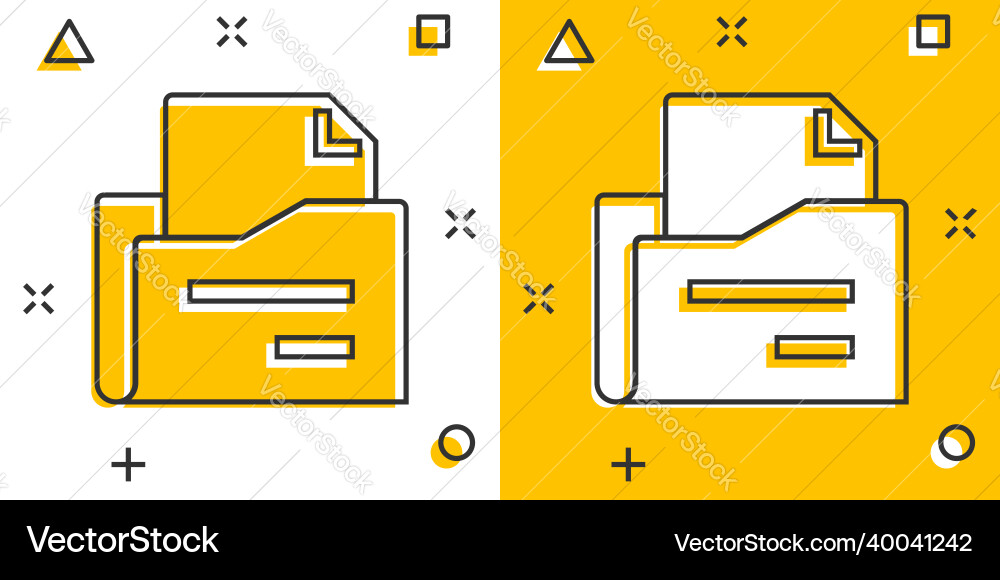 File folder icon in comic style documents archive Vector Image