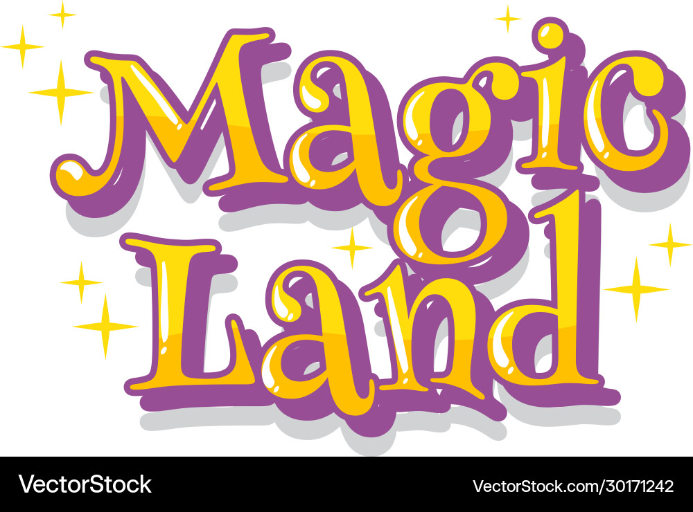 Font design for word magic land in yellow Vector Image