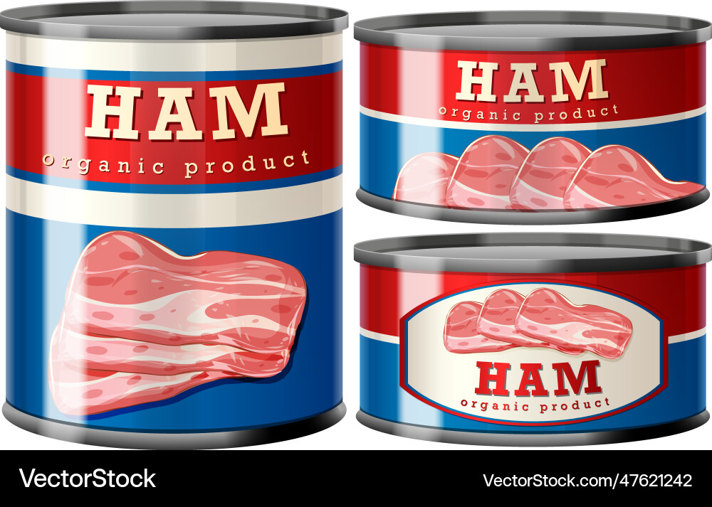 Ham in tin can collection Royalty Free Vector Image