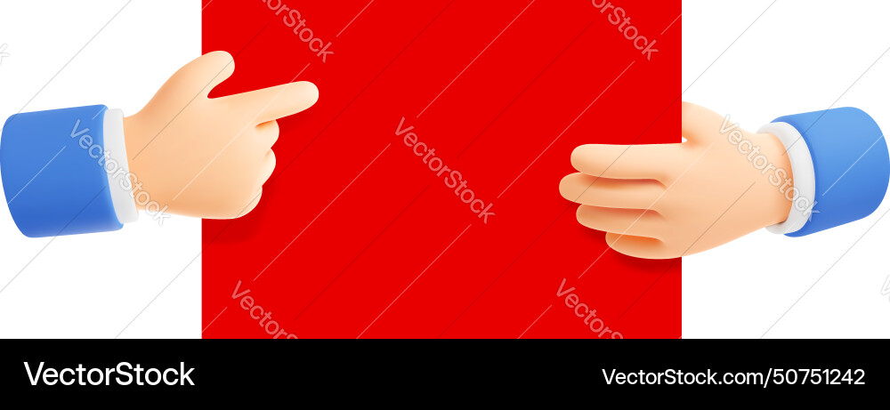 Hands holding red paper sheet Royalty Free Vector Image