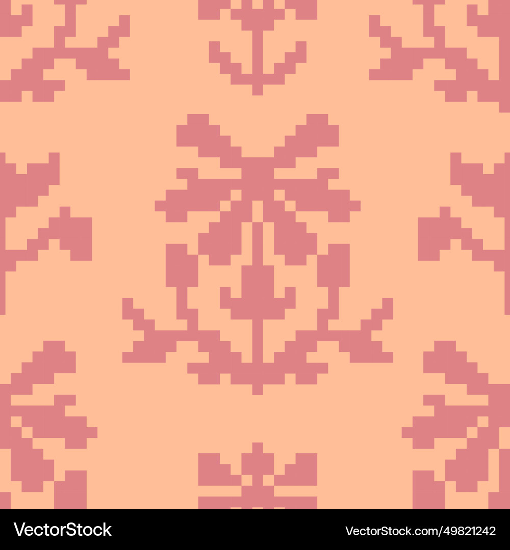 Pixelated floral ornament seamless pattern print Vector Image