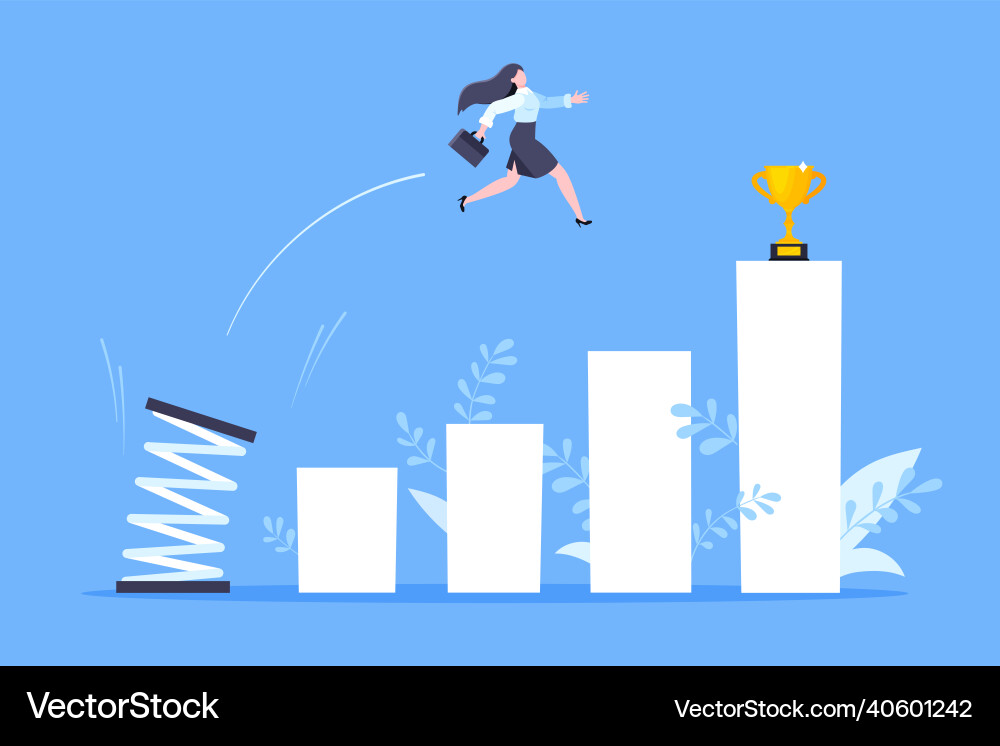 Springboard businessman high jump flat style Vector Image