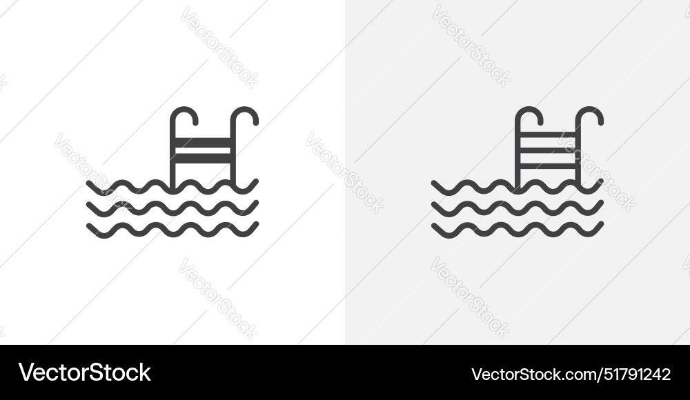 Swimming pool icon set black filled and outlined Vector Image