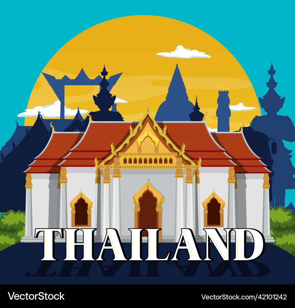 Thailand iconic tourism attraction background Vector Image