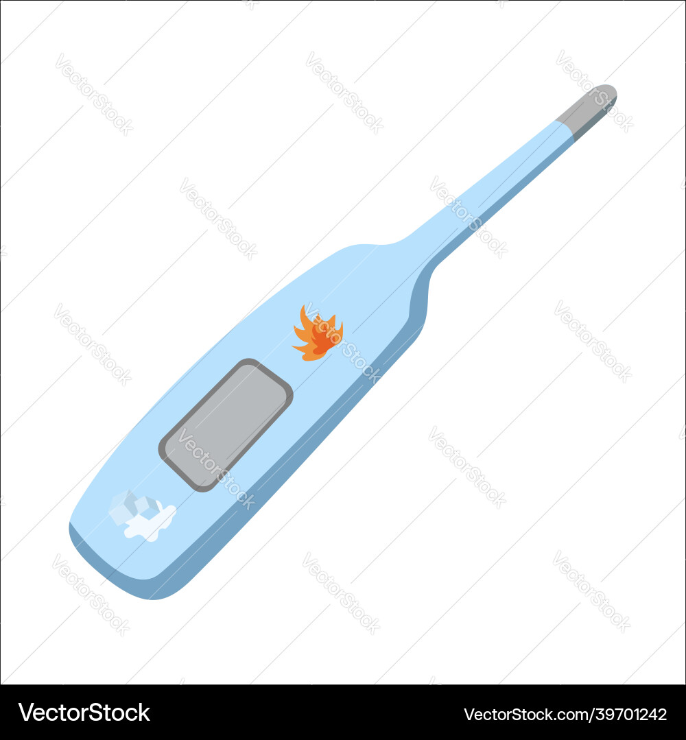 Thermometer is blue and it measures temperature Vector Image
