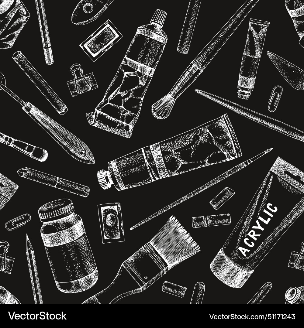 Art supplies seamless pattern Royalty Free Vector Image Art supplies seamless pattern Royalty Free Vector Image