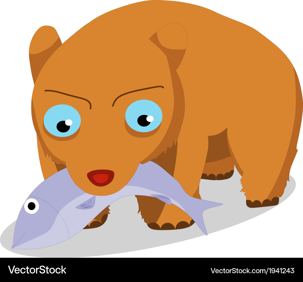 Bears eat fish Royalty Free Vector Image - VectorStock