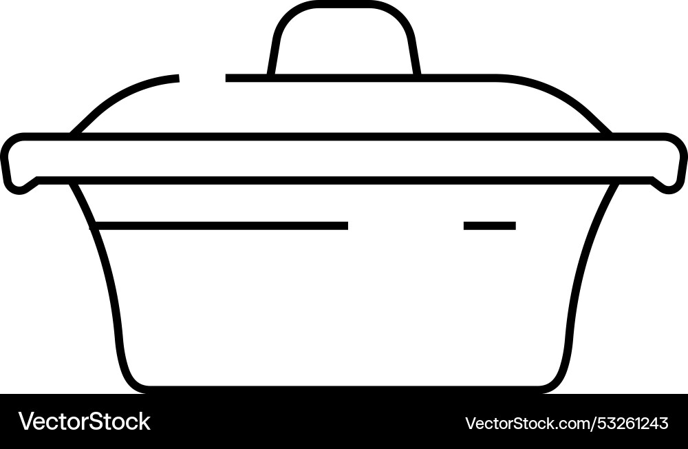 Cast iron dutch oven kitchen cookware line icon Vector Image