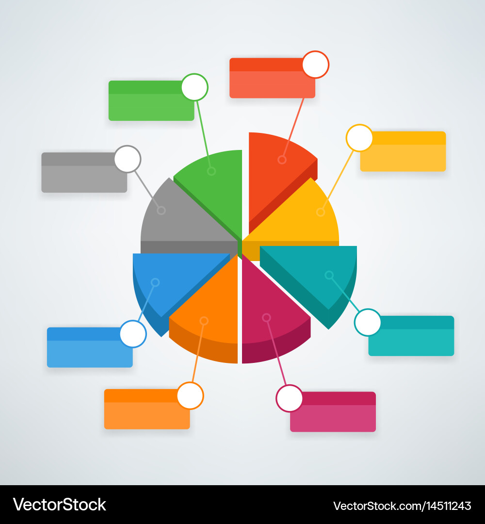 Color pie chart infographic template Royalty Free Vector