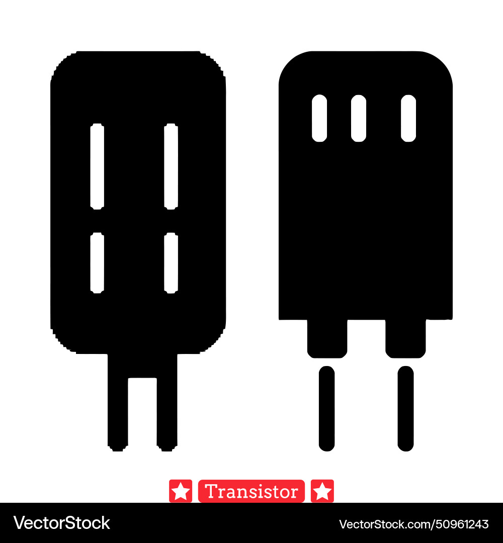 Electronic transistor icons silhouette pack Vector Image