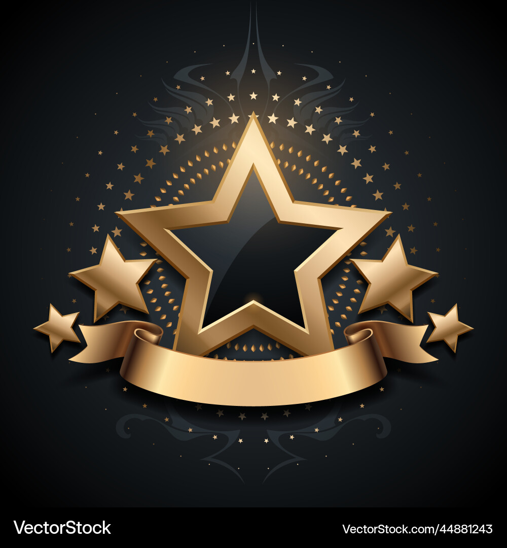 Gold luxury star on black background Royalty Free Vector