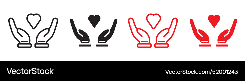 Heart in hand icon showing care and support Vector Image