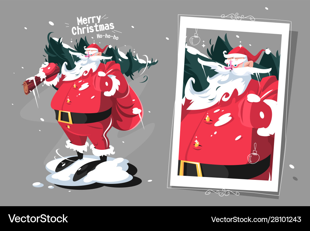 Santa clause with fir-tree Royalty Free Vector Image