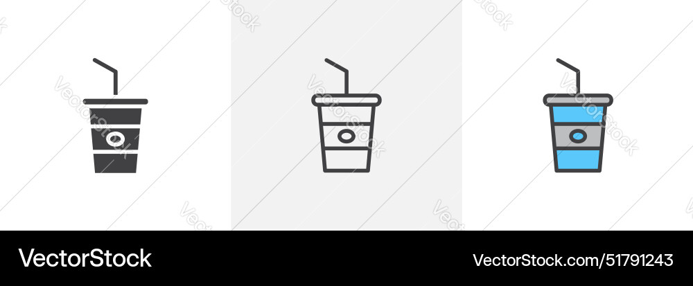 Swoosh cup icon set black filled and outlined Vector Image