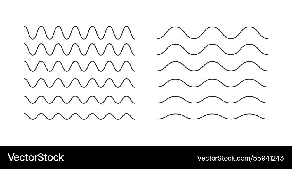 Wavy curvy lines pattern minimalist set Royalty Free Vector