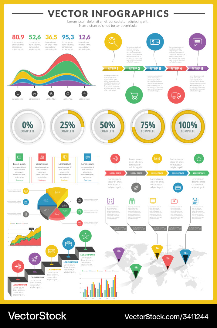 Big pack of data visualization infographics Vector Image