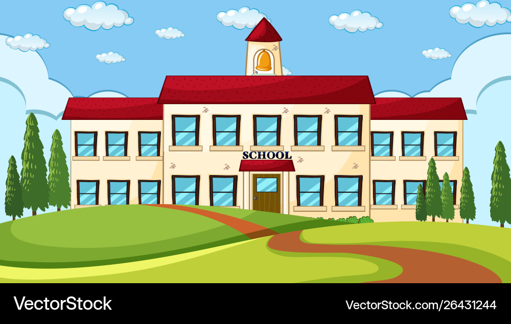 Large school building scene Royalty Free Vector Image
