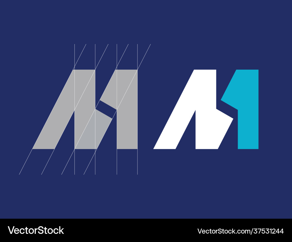 Modern professional monogram m one in white Vector Image