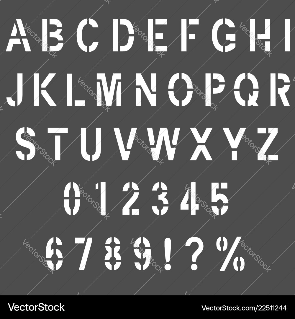 Stencil type letters Royalty Free Vector Image