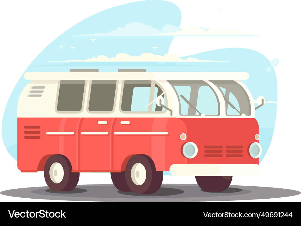 Vintage van in blue sky Royalty Free Vector Image