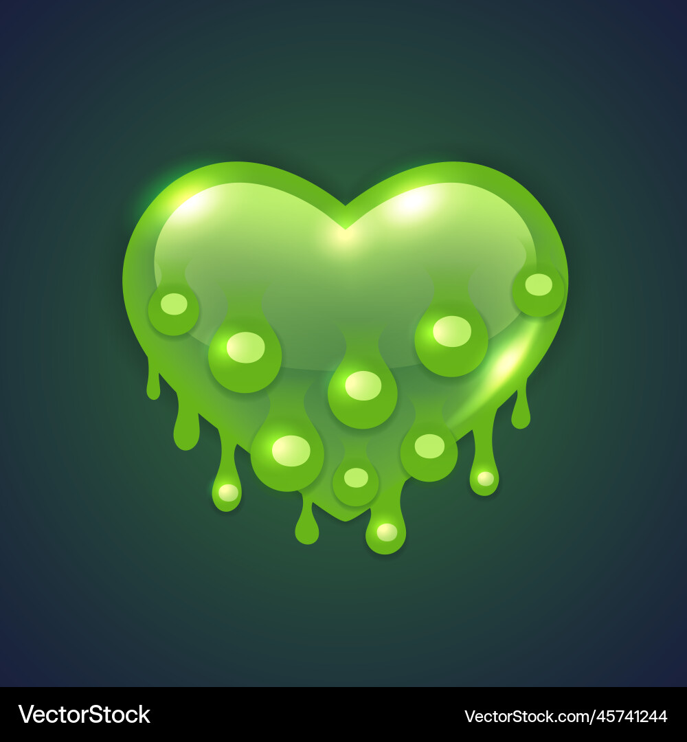 Weird green slime heart icon Royalty Free Vector Image