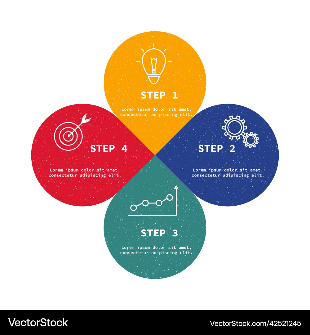 4 steps circle infographic flat infographics Vector Image