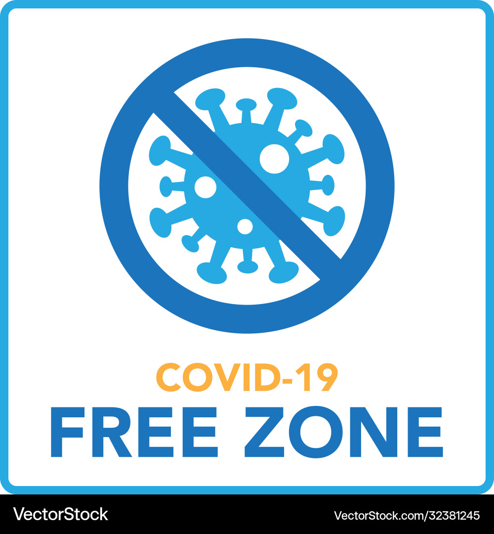 Covid19 free zone sign symbol Royalty Free Vector Image
