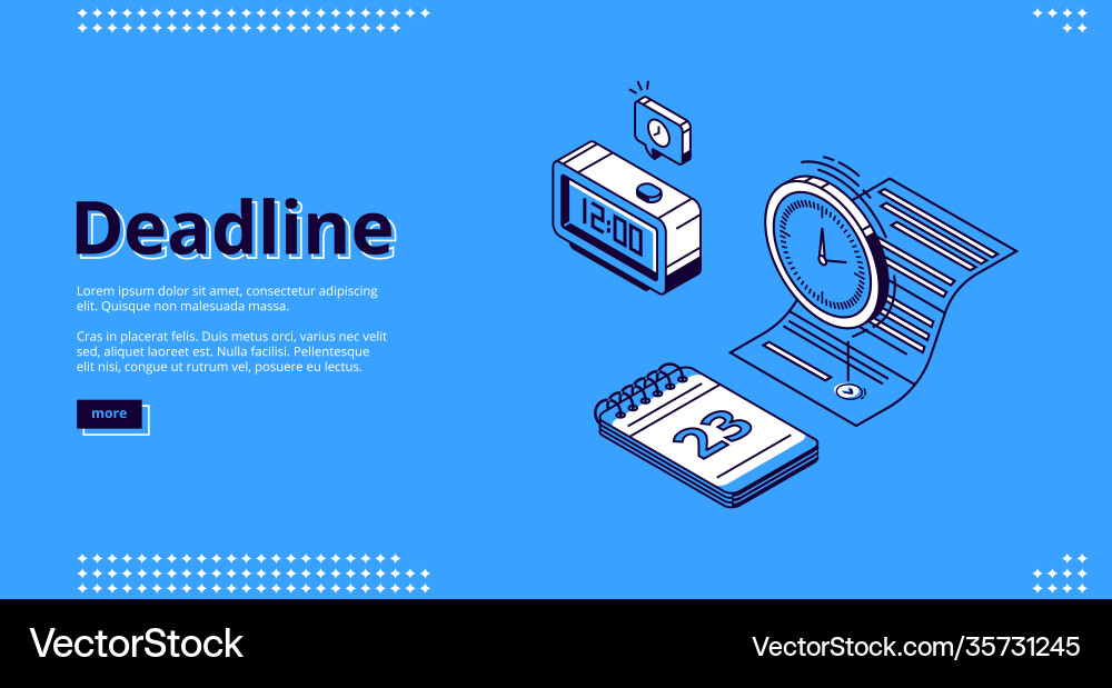 Deadline time management isometric landing page Vector Image