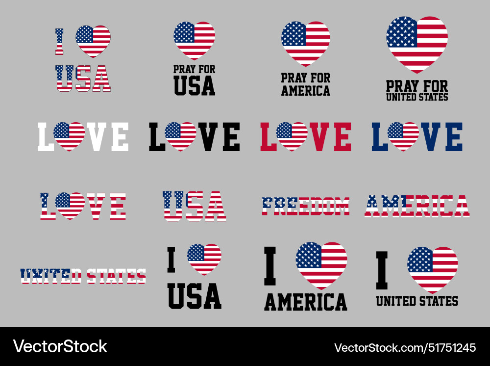 Flag of usa set Royalty Free Vector Image - VectorStock