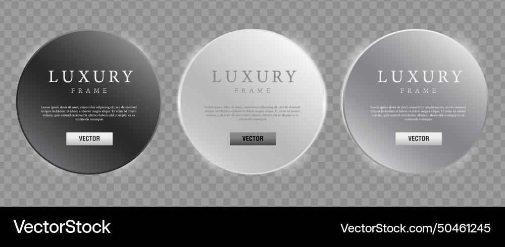 Frames set of black silver and white circle Vector Image