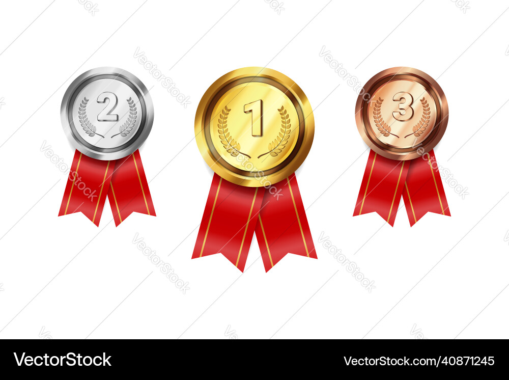 Gold silver bronze medal game winner prize Vector Image