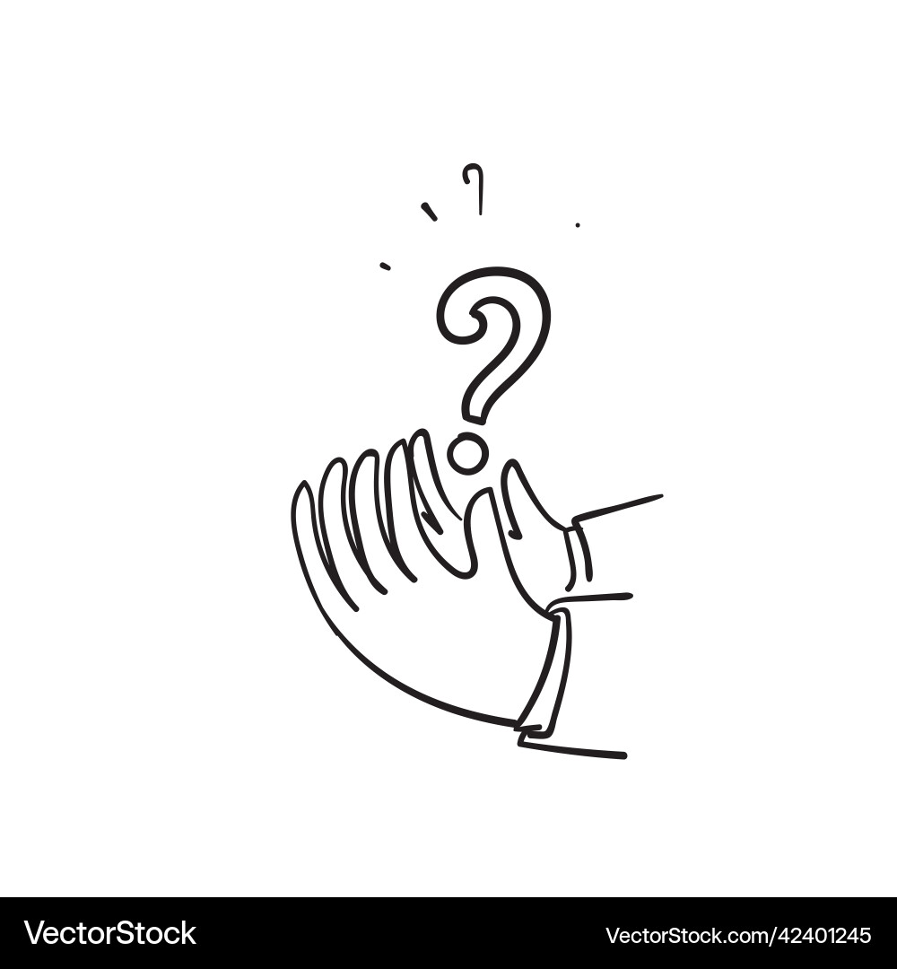 Hand drawn doodle holding question mark Royalty Free Vector