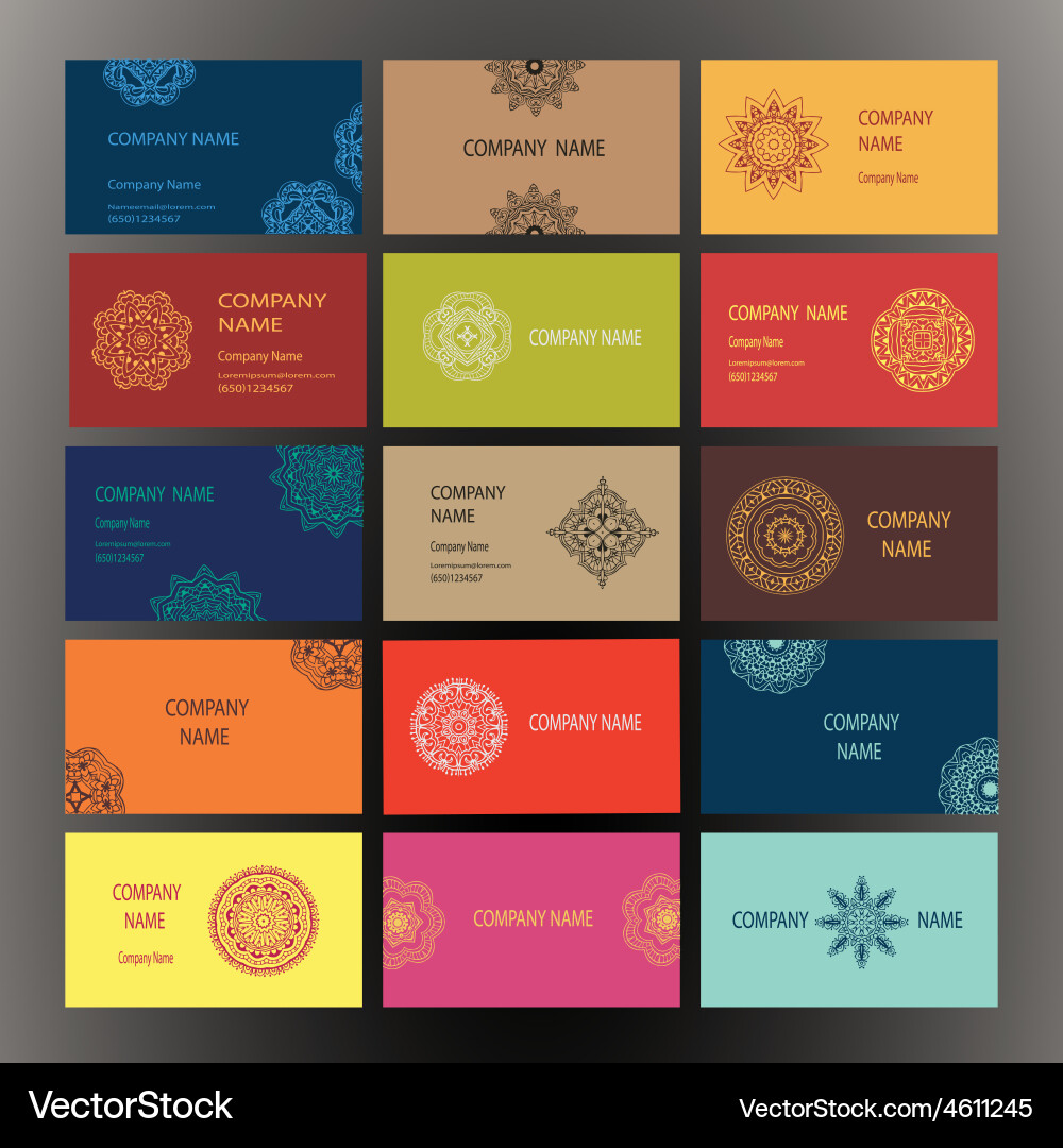 Mandalas business card 3 Royalty Free Vector Image