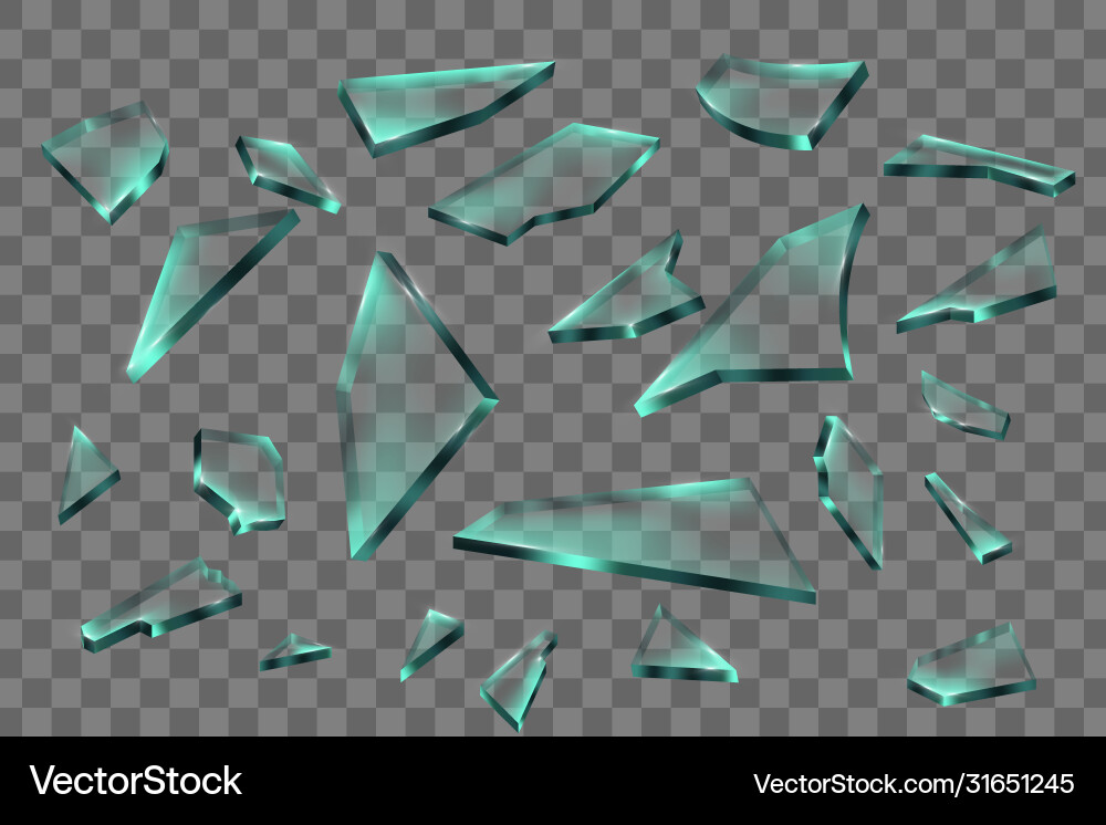 Realistic transparent pieces broken glass Vector Image