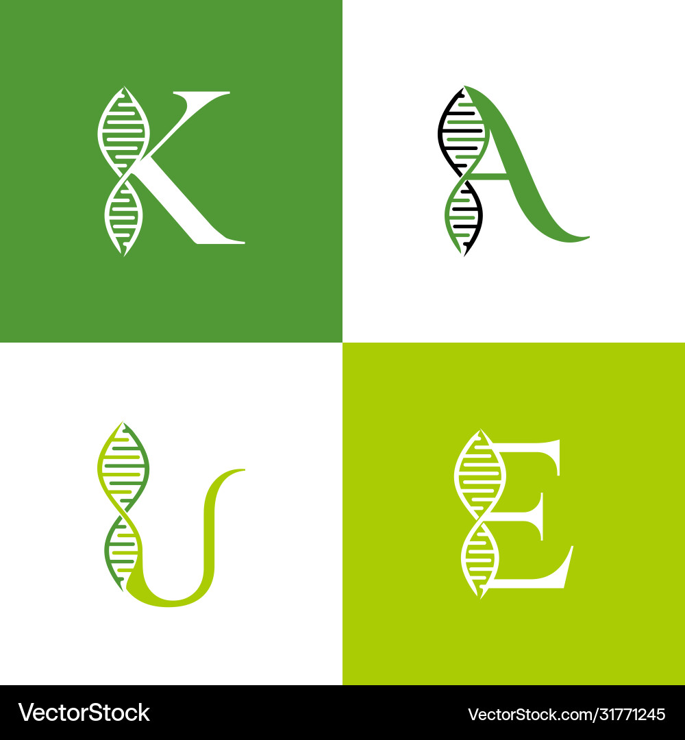 Set letter dna logo design Royalty Free Vector Image